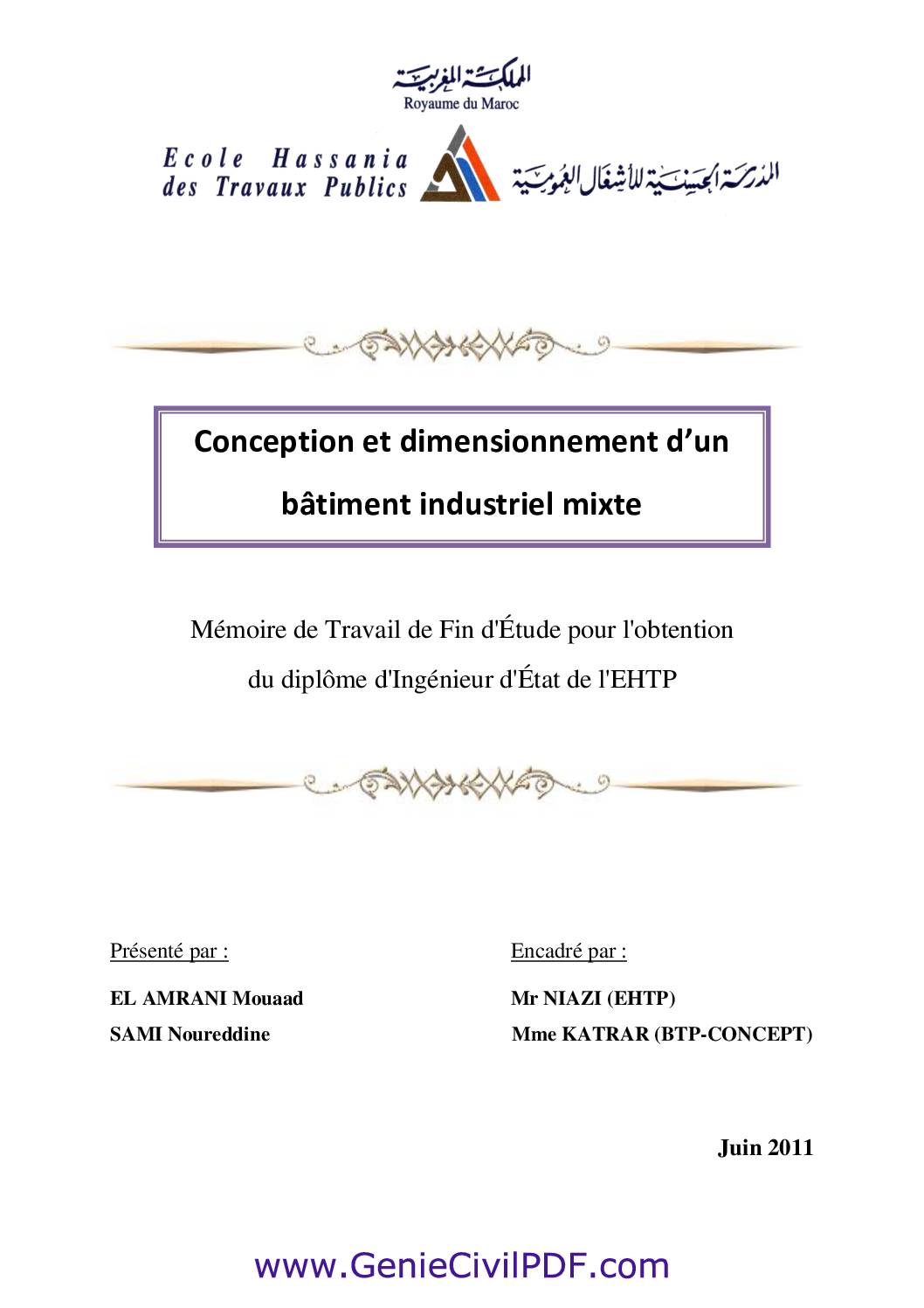 [PDF] Conception et dimensionnement d’un bâtiment industriel mixte | Genie Civil PDF