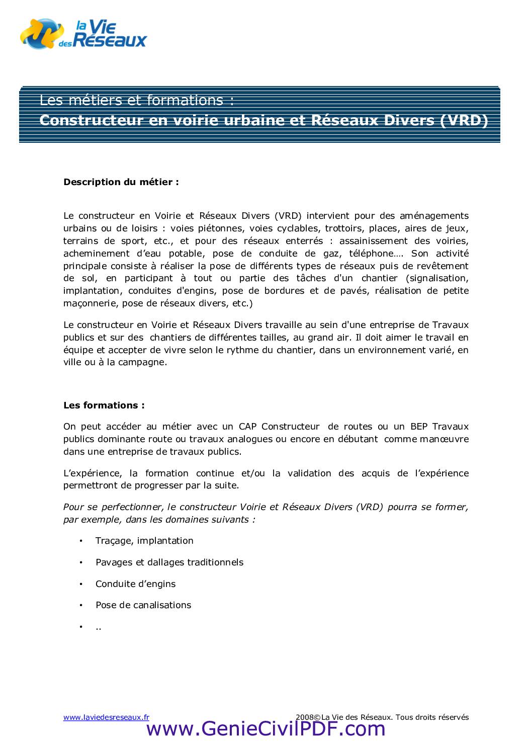 Cours VRD | Genie Civil PDF