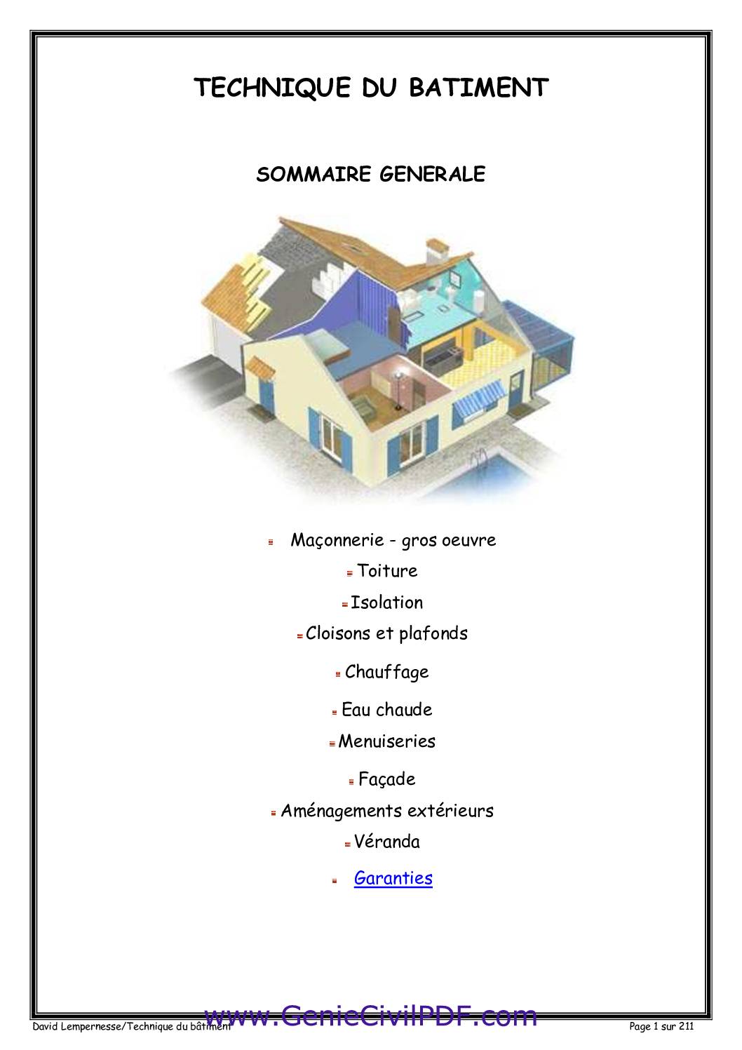 [PDF] Cours technique du batiment | Genie Civil PDF